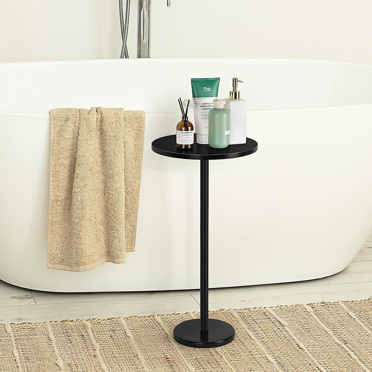 Round Side Table Small End Table Set of 2 Black Round Coffee Table Modern Nightstand Kids Bedside Table Outdoor Accent Table for Small Spaces Living Room Bedroom Patio