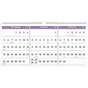 2022 Wall Calendar by AT-A-GLANCE, 24" x 12", Large, Horizontal, 3-Month Reference, Wirebound (PM1428)