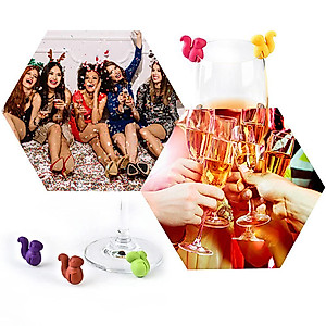 6+1PCS Squirrel Shapes Wine Stopper Set, Silicone Wine Bottle Stopper, Reusable Fun Animal Bottle Stopper, Gift Box Package Bottle Stoppers Set