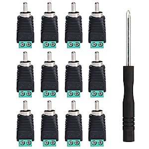 ALEKOR Phono RCA Male Plug to AV Screw Terminal Audio Video Connector Speaker Wire to RCA Adapter (Pack of 12)
