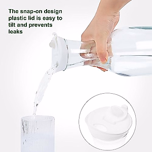 CUCUMI 3pcs 50oz Glass Carafe with Lids, 1.5 Liter Glass Water Pitcher Juice Containers Beverage Jugs for Mimosa Bar, Brunch, Cold Beverage