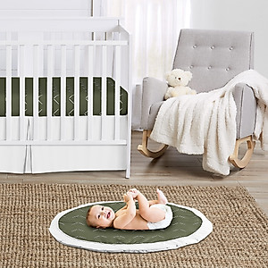 Sweet Jojo Designs Hunter Green Boho Arrow Boy or Girl Baby Playmat Tummy Time Infant Play Mat - White Bohemian Woodland Tribal Southwest Chevron Geometric Herringbone Woodland