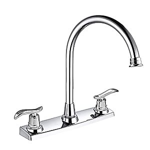 SOLVEX 2 Handle Kitchen Sink Faucet, High Arc 360 Swivel Stainless Steel Pipe 3 Hole Kitchen Faucet, Commercial Modern Chrome Kitchen Sink Faucet, US-SP-80093