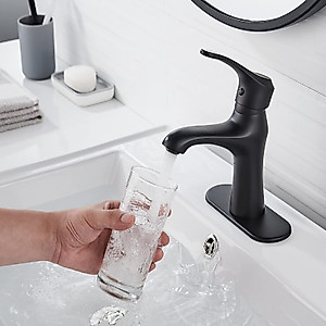 Black Bathroom Faucet Single Hole Bathroom Sink Faucet Matte Black Bathroom Faucet Single Handle Wash Basin Faucet Modern RV Faucet with pop-up Drain Suitable for 1 Hole or 3 Hole (Black, Short)