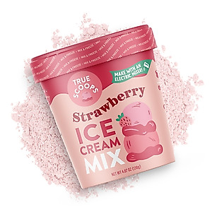 True Scoops 6-Pack Strawberry Ice Cream Mix. Makes 1 Pint of Premium, Homemade Ice Cream With an Electric Mixer. Made With Real Strawberries. Gluten-Free, Peanut-Free, and Kosher.