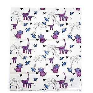 JumpOff Jo - Large Waterproof Foam Padded Play Mat for Infants, Babies, Toddlers, Play & Tummy Time, Foldable Activity Mat, 70 in. x 59 in. - Tiny Dinos, Pack of 1