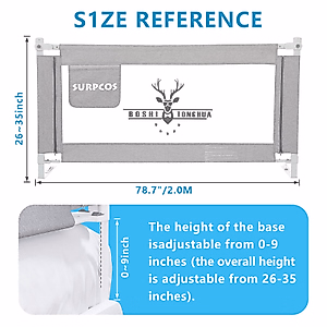 SURPCOS Bed Rails for Toddlers -New Upgraded Extra Long Bed Guardrail for Kids Great Fit for Twin, Double, Full-Size Queen & King Mattress (One Side 78.7 x 26 Inch, Buck)