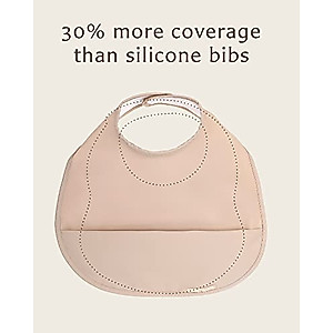 WILLOW + SIM Waterproof Baby Bibs for Baby boy - Better than Silicone & Plastic - Toddler Bibs with Food Catcher - Baby bibs for boys, Feeding bib for Babies and Infants - No Sleeve - Irish Cream