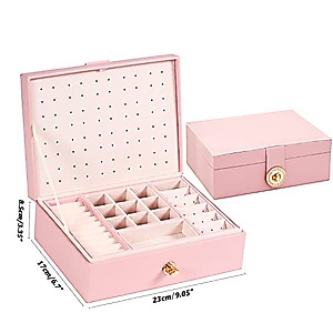 Girls Jewelry Box for Earring Jewelry Organizer Box Womens Earring Box for Girls Earring Holder Organizer Stud Earring Jewelry Box for Necklace Ring Earring Organizer for Girls Earring Storage Pink