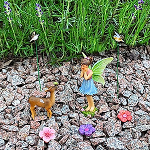Mood Lab Fairy Garden - Miniature Accessories and Figurines Kit - Deer Set of 7 pcs - for Outdoor or House Decor