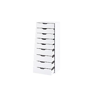 Naomi Home Bianca 9 Drawer Chest, Wood Storage Dresser Cabinet with Wheels, Large Craft Storage Organizer Makeup Drawer Unit for Closet, Bedroom, Office File Cabinet 200 lbs Total Capacity - White
