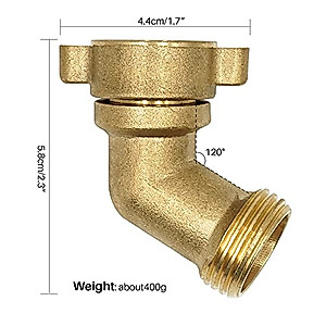Garden Hose Elbow Connector ? Degree Solid Brass Adapter Hose Extender for Eliminates Stress and Strain On RV Water Intake Hose Fittings