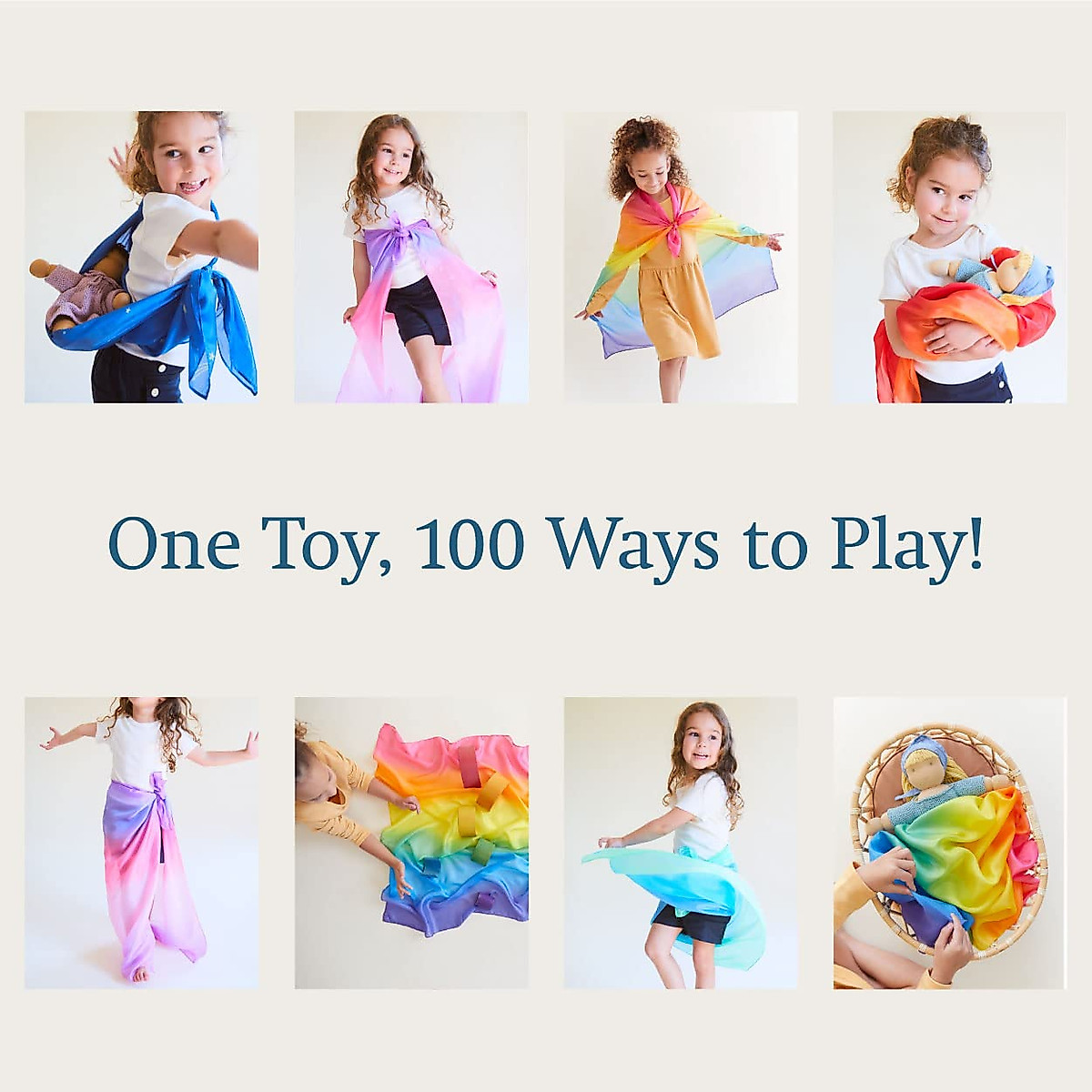 Sarah's Silks Enchanted Playsilk, 100% Silk Scarves for Kids and Toddlers, Sensory Toys | Bright Square Scarves, Montessori Waldorf Toys for Imaginative and Pretend Play - Sea