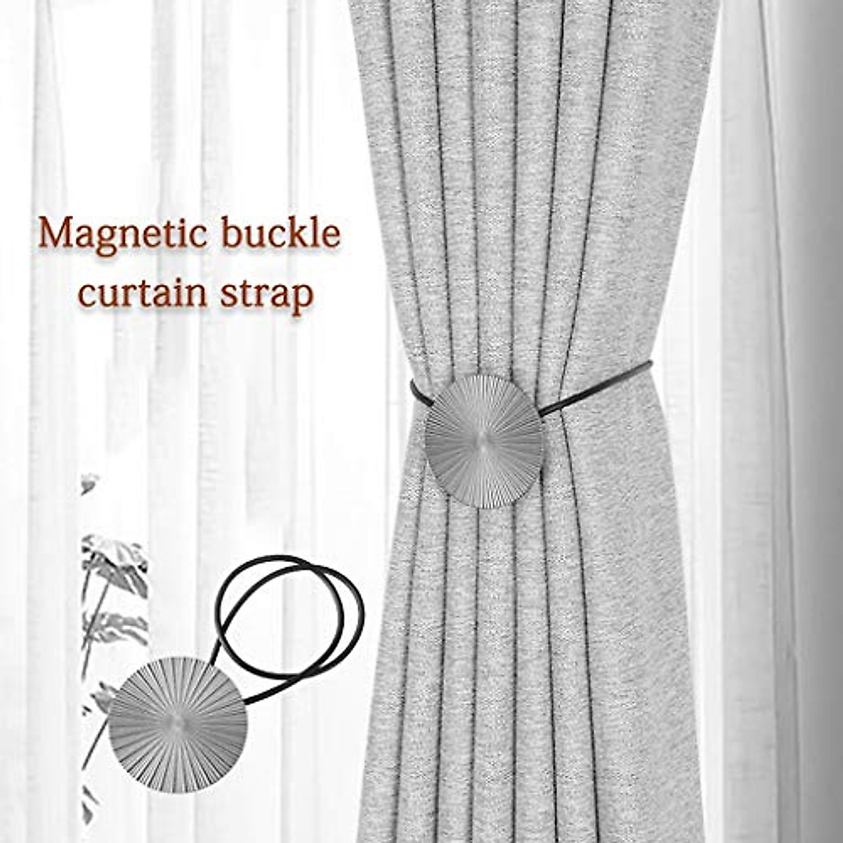 Curtain Tiebacks Magnetic Curtain Tie Back, Round Shape European Style Curtain Straps, Living Room Curtain Fastener, Window Home Decoration Ornaments, No Installation Required