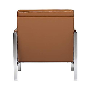 Studio Designs Home Modern Atlas Accent Chair for Living Room Bedroom, Bonded Leather, Caramel Brown, 72004