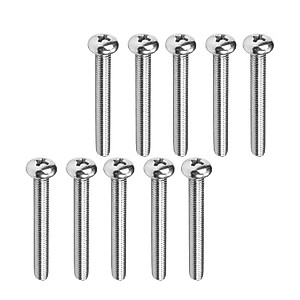 Yinpecly M5 x 40mm Machine Screws Pan Phillips Cross Head Screw 304 Stainless Steel Fasteners Bolts Silver Gray 10Pcs
