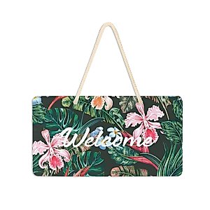 Blueangle Tropical Floral Welcome Sign Decorative Wall Hanging Home Garden Decor - Welcome Plaque for Front Door Porch Bar Cafe Shop Store