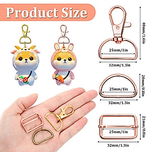 Paxcoo Keychain Bulk with Key Chain Swivel Hook D Rings and Slide Buckles for Handbag Purse Hardware Craft (1 Inch)