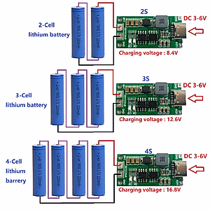 Adeept Type C BMS 2S 2A 18650 21700 3.7V Lithium Battery Charge Module Charging Board Step-Up Boost Li-Po Polymer USB C to 8.4V