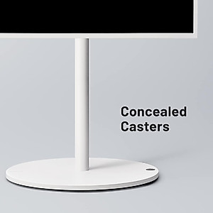 WALL A2 Large Type | Japanese Rolling Portable Free-Standing 45-80 Inch Universal Big Screen TV Stand with Concealed Caster Wheels | Satin White