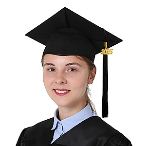 GraduationMall Single Color Graduation Tassel with 2025 Year Charm 9" Black