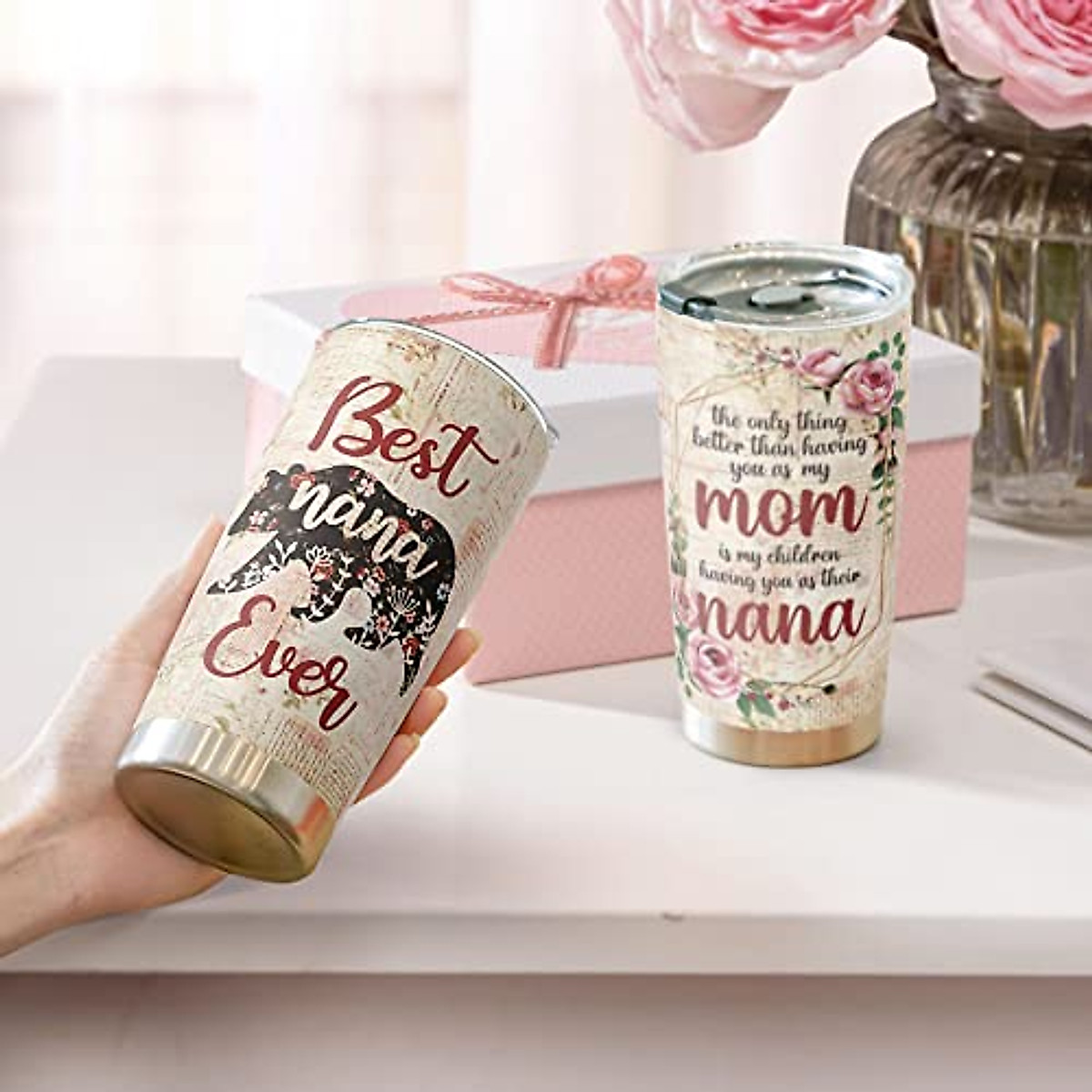 Macorner Mothers Day Gifts - Birthday Gifts for Mom Nana & Mothers Day Gifts From Daughter Son - Mom Gifts Christmas Gifts For Grandma - Stainless Steel Bear Tumbler 20oz Gift For Women - Mom Gifts