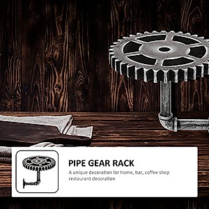 YARNOW Wall Mounted Floating Shelf Steampunk Industrial Metal Pipe Rack with Gear Design Wood Shelf Vintage Bracket
