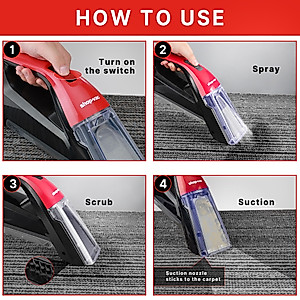 Shop-Vac Spot Cleaner for Carpet and Upholstery, Portable Cordless Carpet Cleaner, with 2 Bottle of 8 oz Spot & Stain Formula, Red