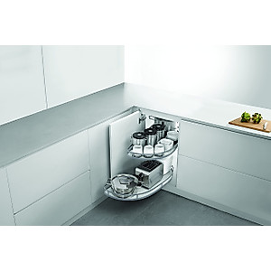 IMEX - Universal Swing Tray for Blind Corner Cabinet | Slide Out Kitchen Storage with Soft Close | 2 Layers of Wooden Trays