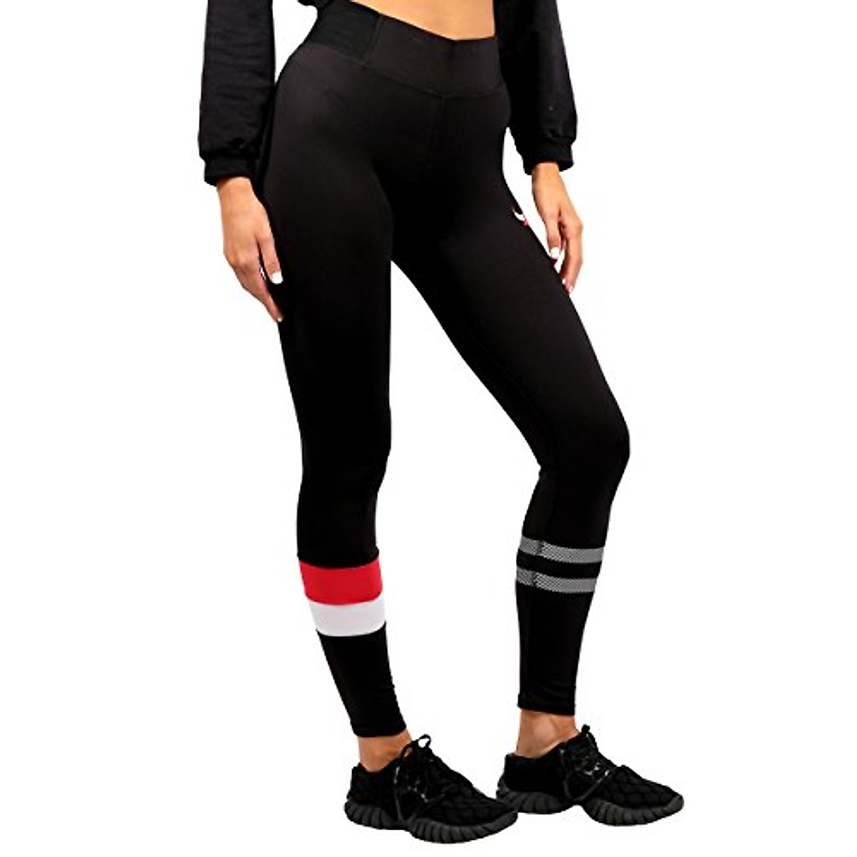 Ultra Game NBA Chicago Bulls Womens Leggings Perimeter Fitness Sport Yoga Pants, Black, Medium