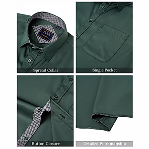 J.VER Men's Short Sleeve Dress Shirts with Pocket Casual Button Down Shirts Business Work Shirt Army Green XL