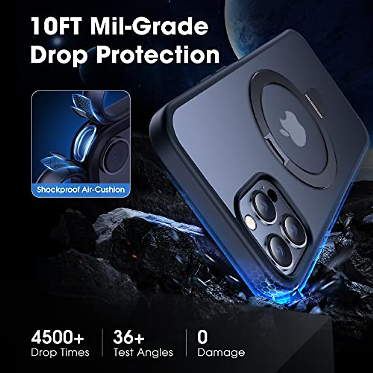 CASEKOO Designed for iPhone 12 Pro Max Case with Magnetic Invisible Stand [Military Drop Protection] [Compatible with MagSafe] Shockproof Slim Translucent Matte Cases 6.7 Inch 2020, Black