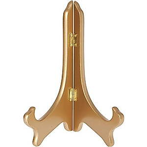 Bard's Hinged Gold-toned MDF Wood Plate Stand, 9" H x 7.25" W x 5" D (For 9" - 10.5" Plates), Pack of 2