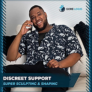 QORE LOGIQ Gynecomastia Black Compression Shirts for Men, Tank Top Body Shaper, Fajas para Hombres, Mens Slimming Undershirt Belly Shirt Sleeveless L