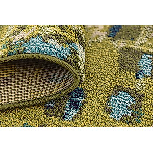 Unique Loom Jardin Collection Colorful, Vibrant, Abstract, Modern Area Rug, 5 x 8 ft, Green/Olive