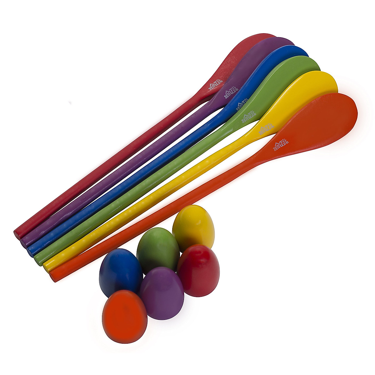 Ader Products 12 Pcs Egg Spoon Race Game Sets, Wooden Egg Balance Game Relay Race Games for Kids Easter Eggs Hunt Game Outdoor Lawn Games