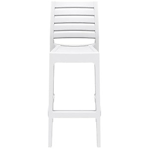 Pemberly Row 29.5" Outdoor Stackable Resin Bar Stool in White - Set of 2