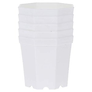 Happyyami Plant Pots 5pcs White Starting Holder Plant Shape Home Table Desktop Useful Clay Porch Simple Octagonal Decor Office Outdoor Pot Adorable Balcony and Bonsai Drainage Succulent Pots