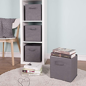 MAX Houser Storage Bins Cubes Baskets Containers with Dual Handles for Home Closet Bedroom Drawers Organizers,Foldable,10.5x10.5x11 Inches,Set of 6