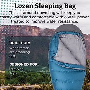 Marmot Women’s Lozen Long Mummy Sleeping Bag | Down-Filled, Lightweight, 30-Degree Rating, Late Night/Steel Onyx, Regular