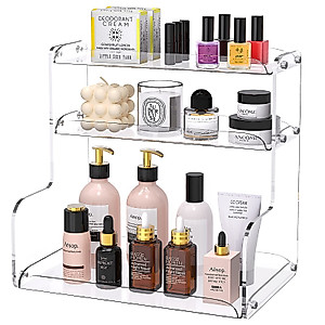 PEKVIZK 3-Tier Bathroom Countertop Organizer, Acrylic Vanity Tray for Spice Rack, Storage Shelf, Cosmetic & Make-up Storage, Under Sink Organizer for Bathroom, Kitchen, Living Room, Bedroom