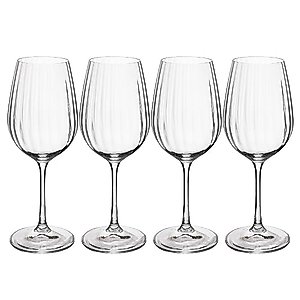 MIKASA Treviso Crystal White Wine Glasses, 350ml, Set of 4 Lead-Free, Clear Fine Glasses with Rippled Effect for Celebrations