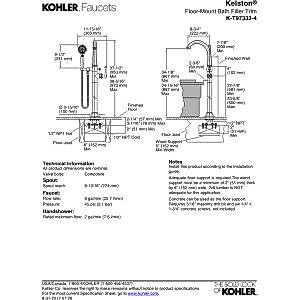 Bathtub Faucet by KOHLER, Bath Faucet with Hand Shower, Freestanding, Kelston Collection, Brushed Nickel, K-T97332-4-BN
