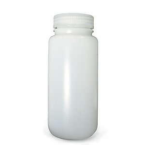 Qorpak PLA-03178 Natural HDPE Wide Mouth Lab Style Bottle with Natural Polypropylene Linerless Cap, 32oz Capacity, 63mm Stopper (Case of 24)