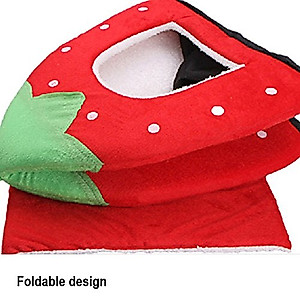 FLAdorepet Rabbit Guinea Pig Hamster House Bed Cute Small Animal Pet Winter Warm Squirrel Hedgehog Chinchilla House Cage Nest Hamster Accessories (9x9x10 Inch (Pack of 1), A-Red)