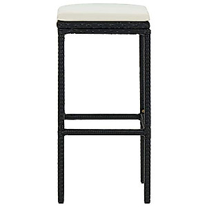 QZZCED Bar Stools with Cushions 6 pcs,Modern Bar Stools,Kitchen Stool,Outdoor Stool,Tall Bar Stools,Breakfast Bar Stools,Counter Height Stools,for Pub, Restaurant, Home,Black Poly Rattan