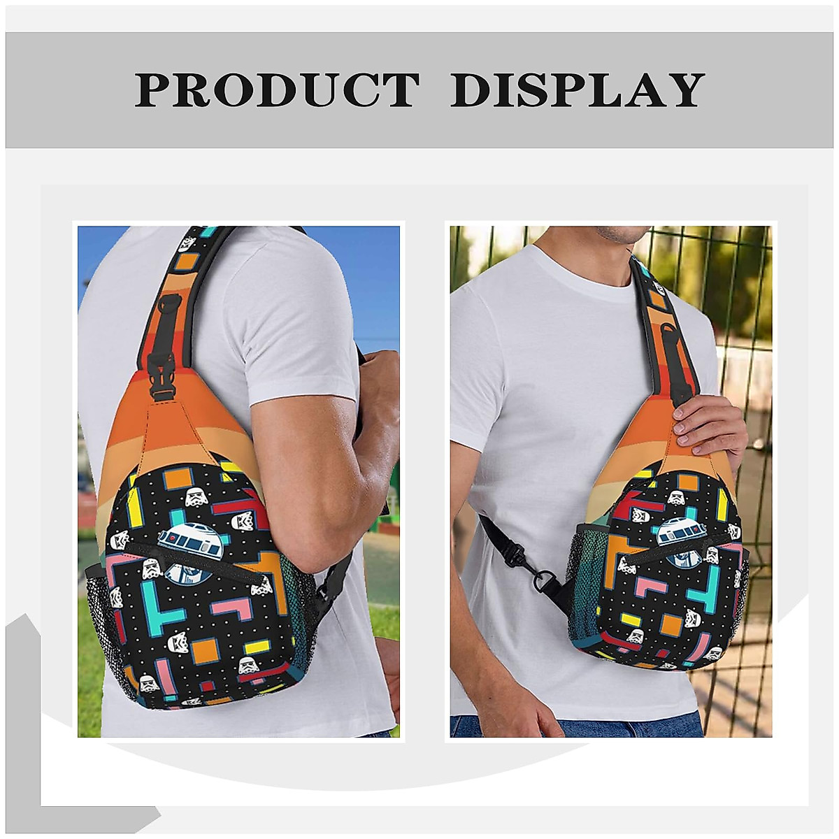 Star Gaming Block Chest Sling Bag Crossbody Backpack Travel Hiking Casual Daypack For Women Men