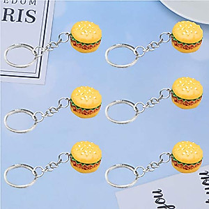 GARNECK 6Pcs Ham- Burger Key Chain Fast Food Cheeseburger Burgers Key Ring Simulation Food Key Pendant Bag Purse Charms for Birthday Gift Party Favor Orange