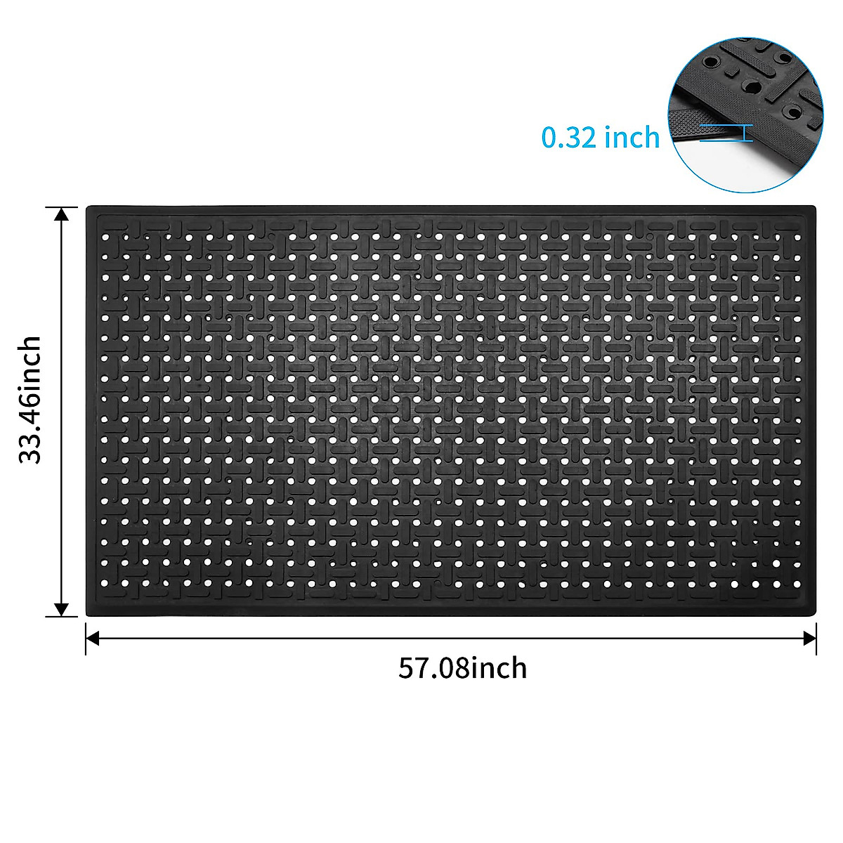 smabee Rubber Non-Slip Waterproof Floor Mat Heavy Duty Anti-Fatigue Mats 33"x57" for Wet or Snow Deck, Restaurant Bar Kitchen Yard Boat