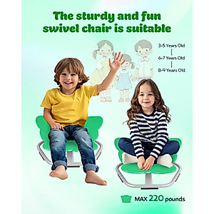 FAHKNS Autism Sensory Spinning Chair, Green Elephant Kids Swivel Chair, Sit and Spin Sensory Chair for Toddlers Overcoming Social Phobia Non-Slip Metal Base